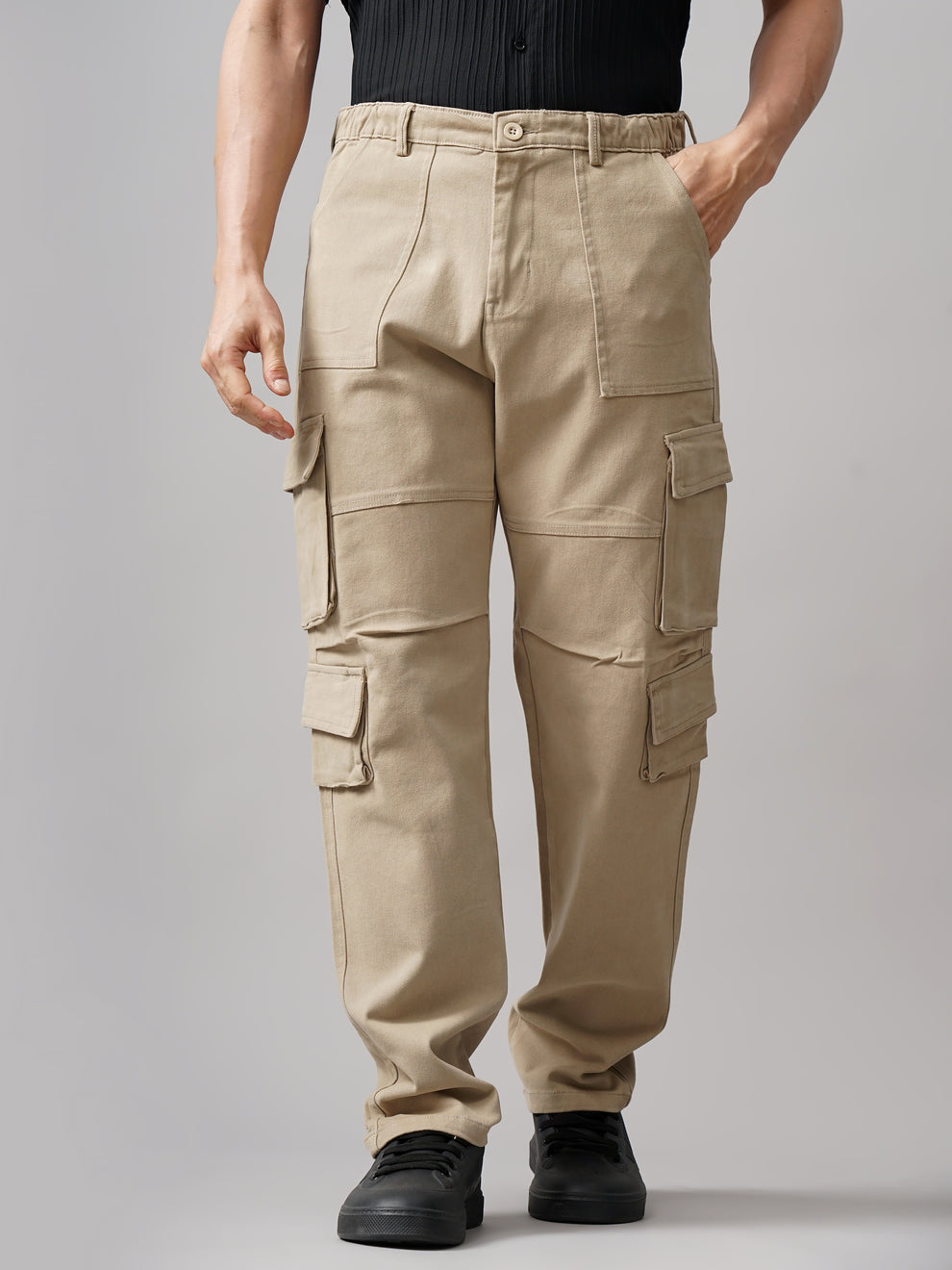 Buy Quad Cream Baggy Cargo Pant for Men – Paul Street